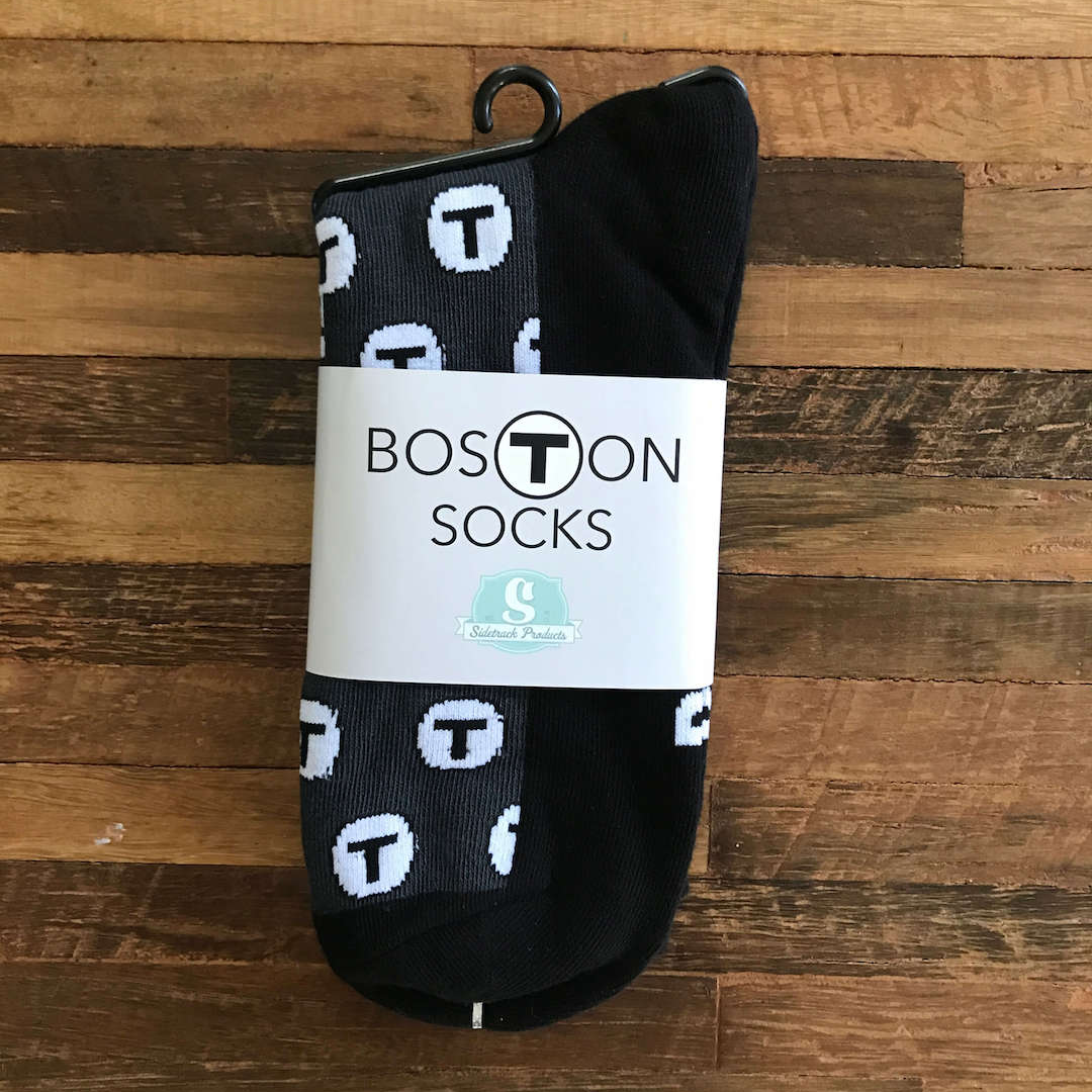 MBTA Boston T Black Socks – Purely Boston Store